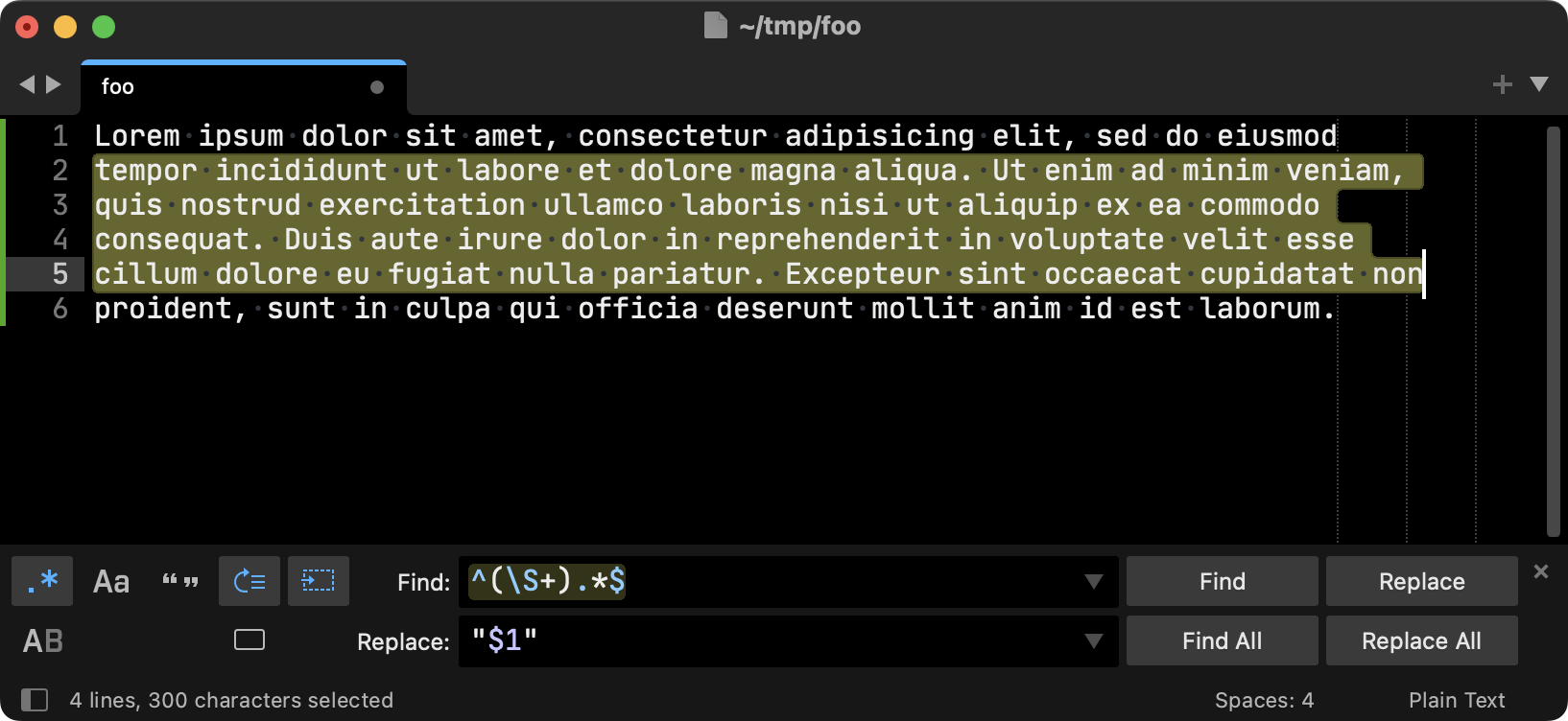 Regex Caret Not Matching Beginning Of Multiline Selection Technical